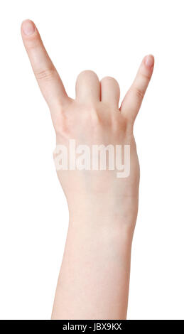 ily finger sign - hand gesture isolated on white background Stock Photo ...