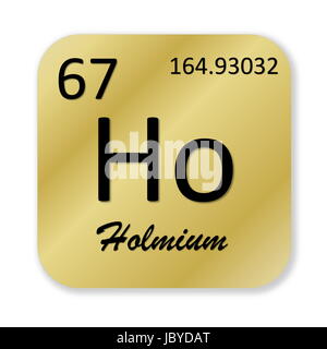 Holmium symbol in square shape with metallic border and transparent ...