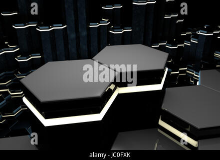 3D background with black glossy hexagonal columns Stock Photo - Alamy