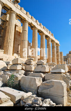 Scenic view of Doric order marble columns and architrave of the 4th ...