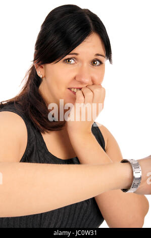 Business Woman shows on your watch Stock Photo - Alamy