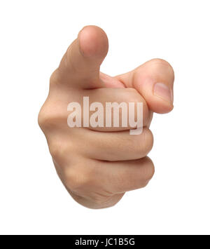 Accused. Pointing hand isolated on white background Stock Photo - Alamy