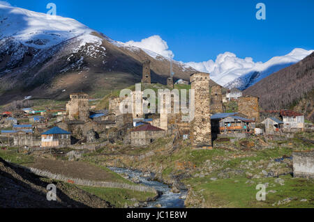 Panorama of the Caucasus Mountains close to Mestia, Georgia, Europe ...