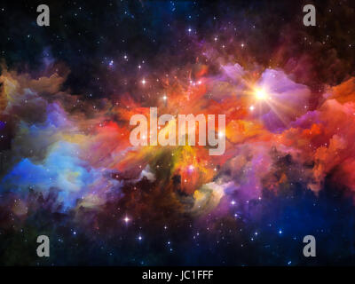 Colors in Space series. Interplay of colorful clouds and space elements ...