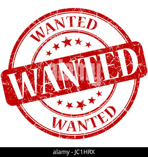 wanted red grunge round vintage rubber stamp Stock Photo - Alamy