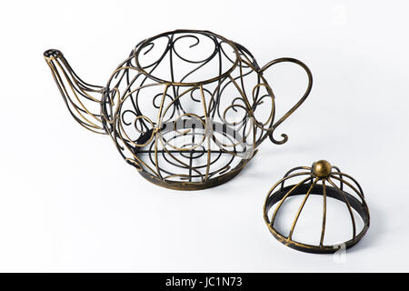 Metal wireframe teapot on white for decoration Stock Photo - Alamy