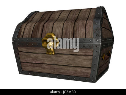 3D digital render of a locked treasure chest isolated on white ...