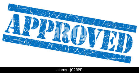 approved square blue grunge vintage isolated label Stock Photo - Alamy