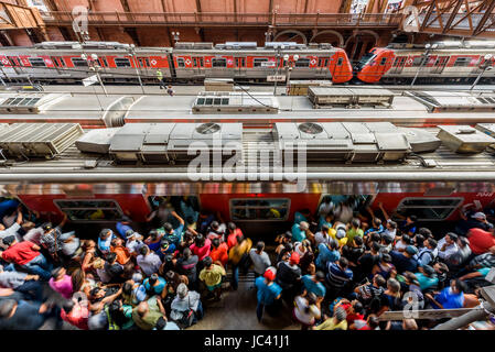 large group crowd people train station escalator platform busy ...