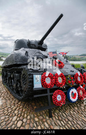 Historic tank war memorial at Torcross Devon England UK Stock Photo - Alamy