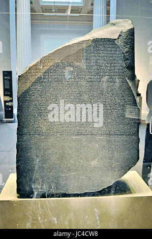 Egyptian hieroglyphs and demotic script, Rosetta Stone, 196 BC Stock ...