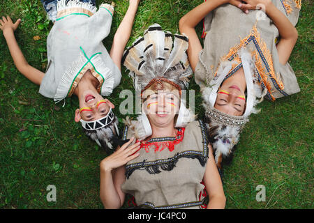 happy children playing native american Stock Photo - Alamy