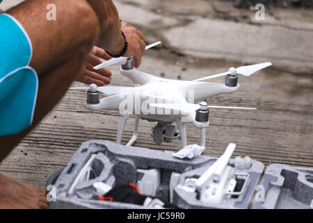 Man playing with drone Stock Photo - Alamy