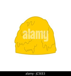 Farm haycock, rural hay stack, dry haystack of rectangle shape with ...