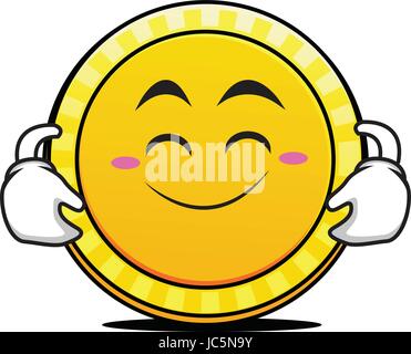 Gold coin, cute cartoon emoticon mascot. Golden Coin Cartoon Character ...