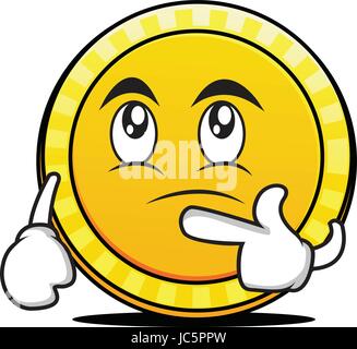 Cute golden coin character with angry emotions, grumpy face, furious ...