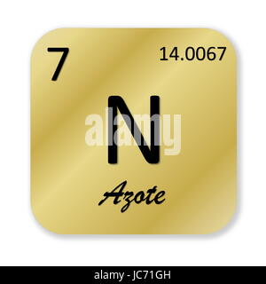 Nitrogen symbol in square shape with metallic border and transparent ...
