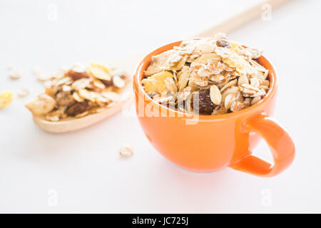 Closeup muesli on clean white background, stock photo Stock Photo - Alamy
