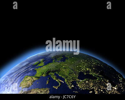 Europe from Earth's orbit in space. 3D illustration with detailed ...