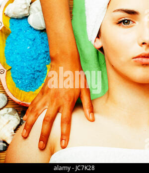 stock photo attractive lady getting spa treatment in salon, clos Stock ...