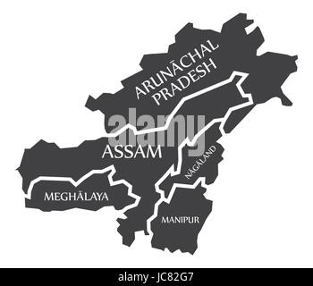 Arunachal pradesh districts map. Indian State. Gray background ...