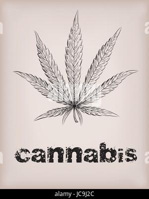 A marijuana leaf and an inscription. Flat vector illustrations for t ...