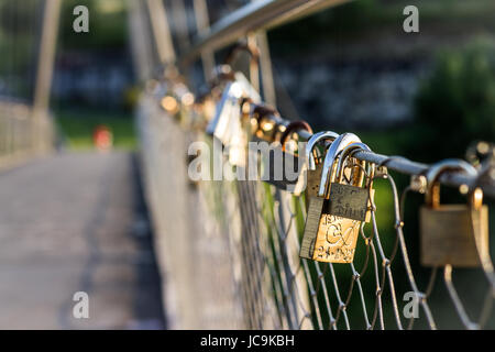 padlocks on chain bridge in Budapest Stock Photo - Alamy