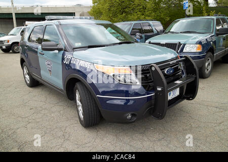 Boston police suv interceptor patrol car blocking traffic intersection ...