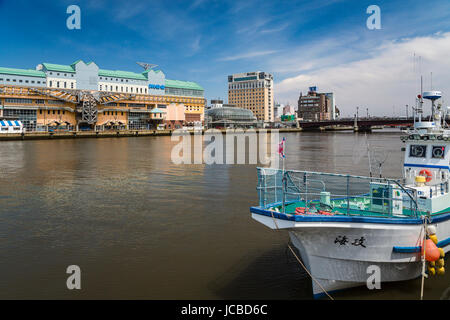 Fishing boats in the port of Kushiro prefecture, Hokkaido, Japan Stock ...