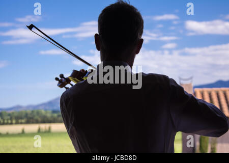 Shadow of man playing violin in budapest Stock Photo - Alamy