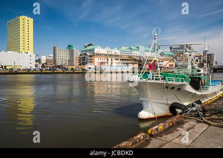 Fishing boats in the port of Kushiro prefecture, Hokkaido, Japan Stock ...