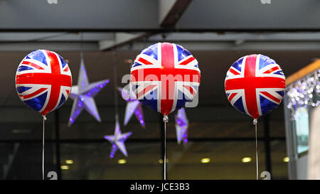 Helium balloons with Union Jack British flag Stock Photo - Alamy
