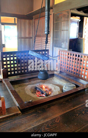 Traditional irori heating a kettle Stock Photo - Alamy