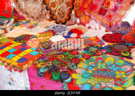 Display of nanduti at the street market in Asuncion, Paraguay. Nanduti ...