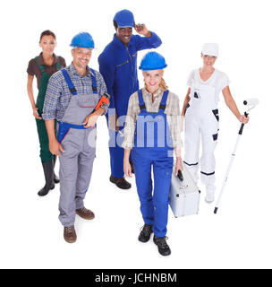 Diverse professions people isolated on gray background with copy space ...