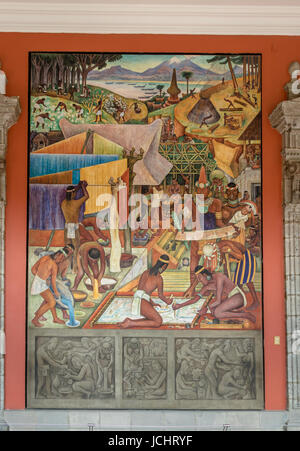The corridor of National Palace with the famous mural The Totonac ...