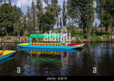 Colorful boat (also known as trajinera) at Xochimilco's Floating ...