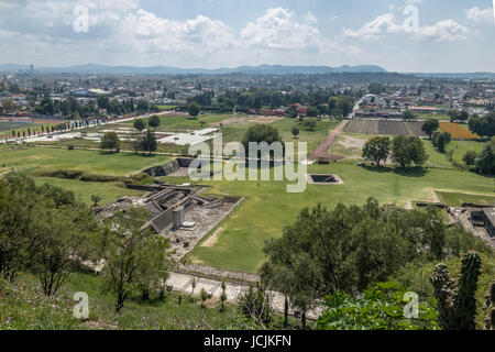 Aerial view of the great Pyramid of Cholula or Tlachihualtépetl is the ...