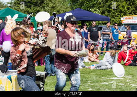The women's team, Honey Pies, in the middle of a custard pie fight ...