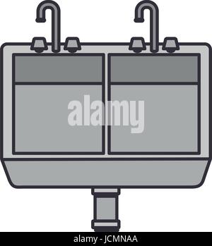 Sketch of the kitchen front view. Vector illustration Stock Vector Art ...