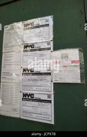 Work permit notices for Department of Buildings, New York City, USA ...