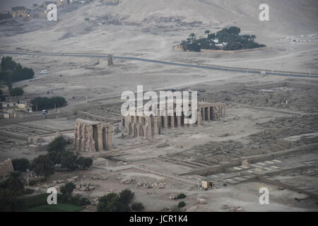 Aerial view of Luxor Temple and the River Nile, Luxor, Thebes, UNESCO ...