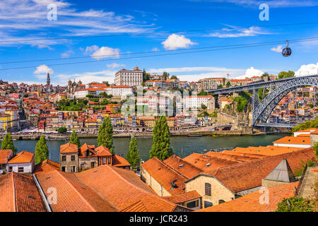 The Gaia cable car, Douro river and port wine wineries and the ...