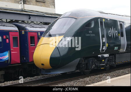 GWR Class 800 train First Class sign on carriage at Paddington Station ...