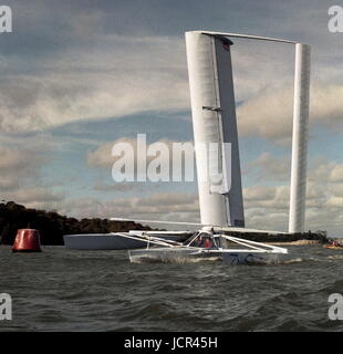 AJAXNETPHOTO. 1989. PLYMOUTH, ENGLAND. - WALKER WINGSAIL TRIMARAN ZEFRR ...