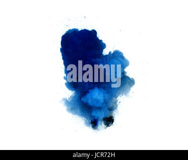 Abstract blue fire explosion with sparks isolated on white background ...