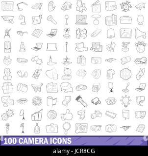 100 view icons set. Outline illustration of 100 view icons vector set ...