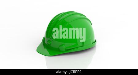 Green safety helmet or hard cap isolated on pink background. 3d render ...
