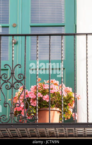 wrought iron balcony, El Paseo, Santa Barbara, California Stock Photo ...