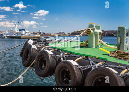 Boats docked in the port of Muroran, Hokkaido Prefecture, Japan Stock ...